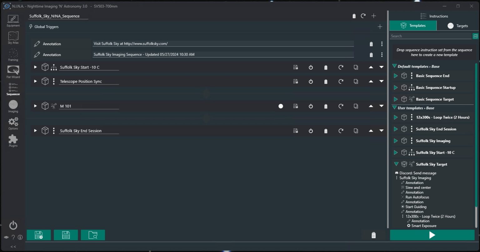 Learning NINA – The Advanced Sequencer – The Suffolk Sky