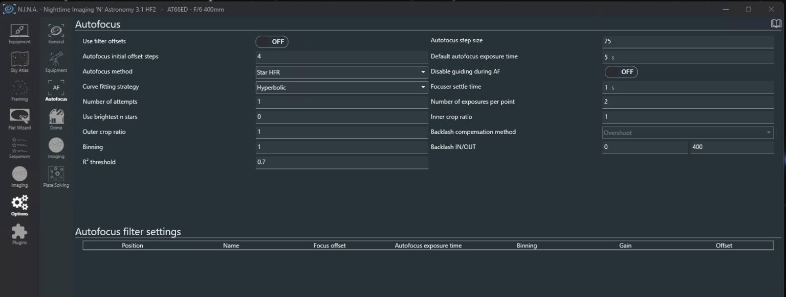 Learning NINA – Gemini Focuser Autofocus Configuration – The Suffolk Sky